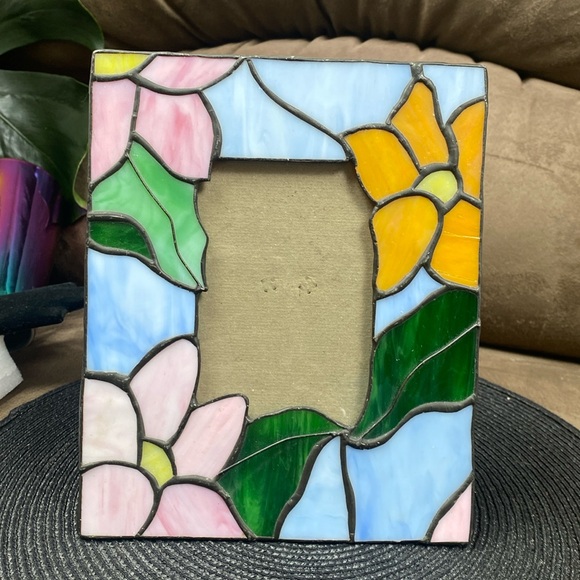 stained glass | Accents | Stained Glass Floral Picture Frame | Poshmark